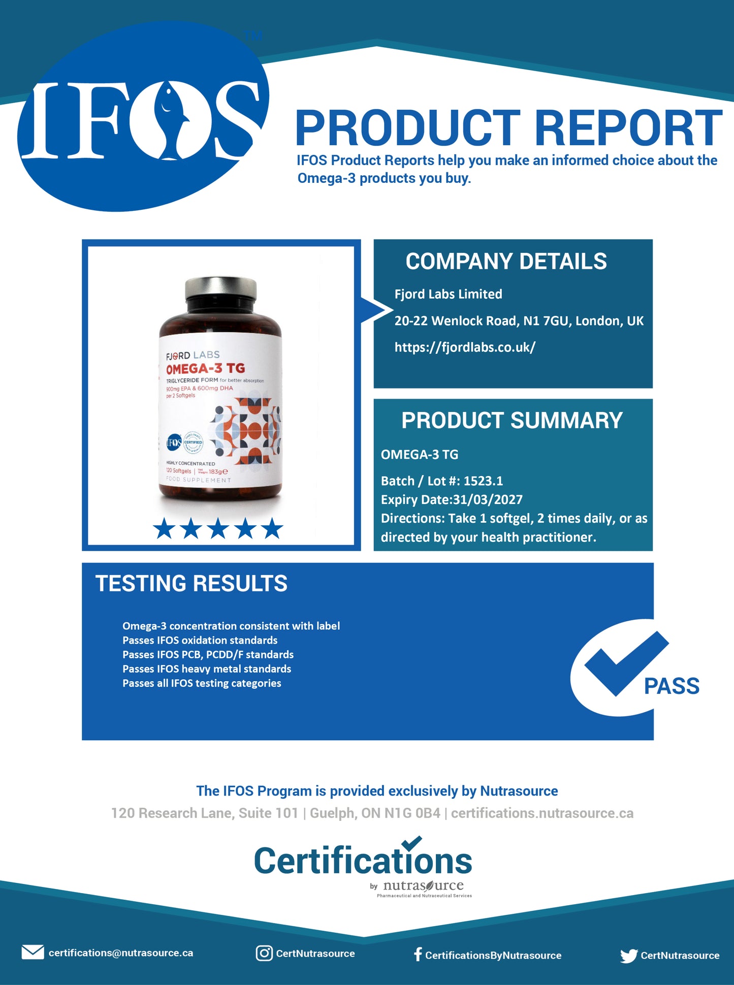 [-BACK IN STOCK SOON-] Omega-3 TG | Triglyceride form | IFOS certified ...